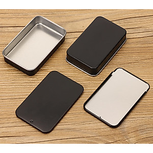 Mini Skater 8Pcs 3.15"x1.97"x0.59"Mini Slide Top Tin Box Containers Portable Box Small Storage Kit for Wedding Jewelry Lip Balm Container Cosmetic Organizer (Black)