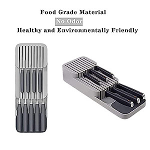 YFSJ Kitchen DrawerStore Tray Knife Holder Drawer and Cutlery Storage Box 2-Piece Set Suitable for Storage of Tableware Spoons, Knives and Forks(Gray)
