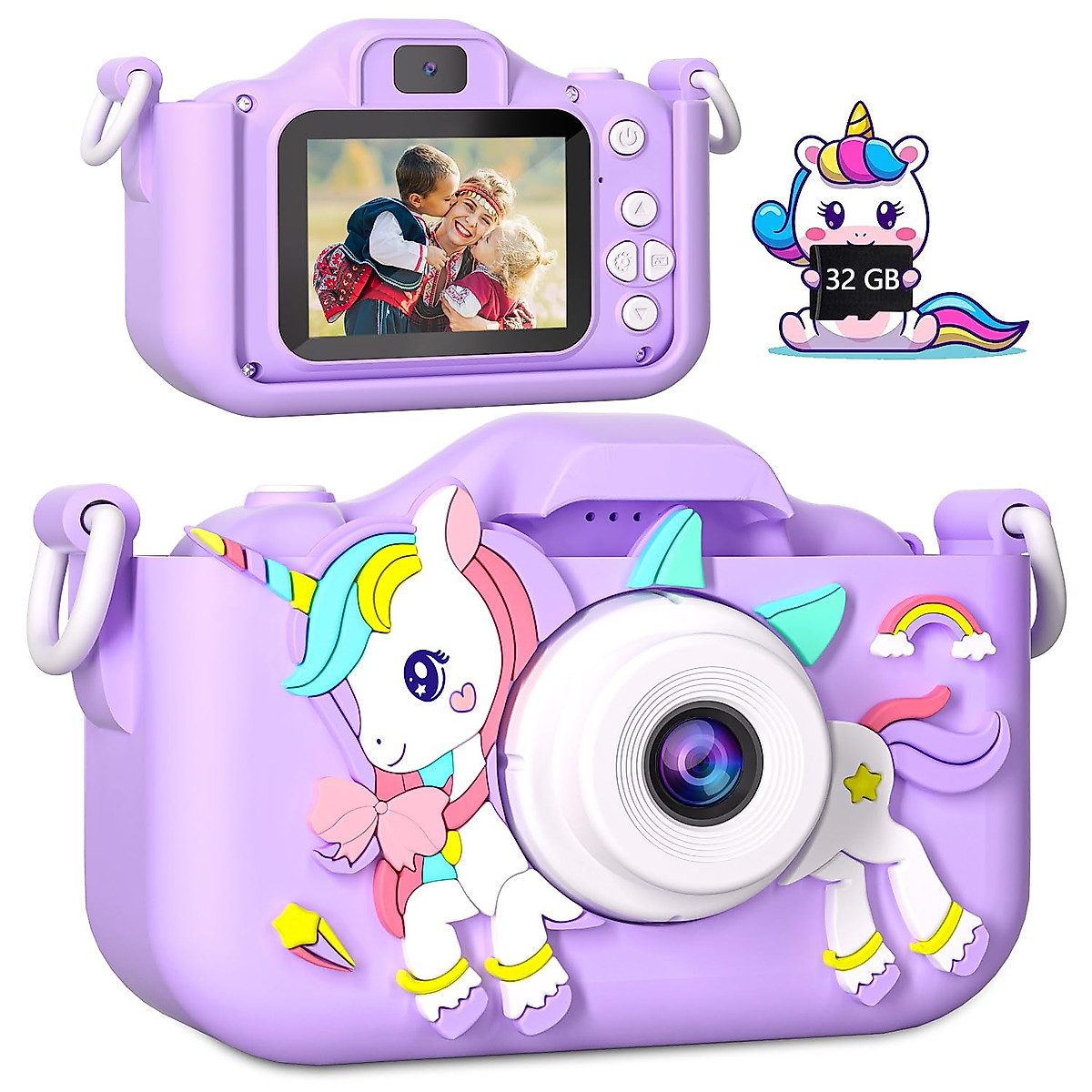 OAEBLLE Kids Camera Toddler Camera for Girls, Christmas Birthday Gifts for Girls Age 3-6, Kids Digital Camera for 7 8 9 10 11 12 Year Old, Selfie Camera for Girls Kids, 32GB TF Card (Purple)