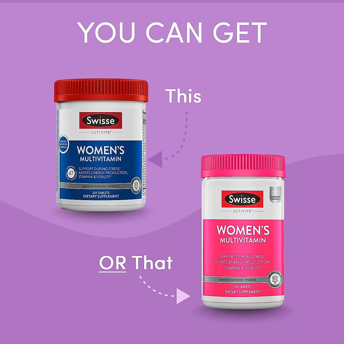 Swisse Daily Multivitamin for Women | 47 Vitamins, Antioxidants and Minerals + Adaptogens | Energy, Stress & Immune Support | Womens Multivitamin Supplement | 120 Tablets / 4 Months Supply