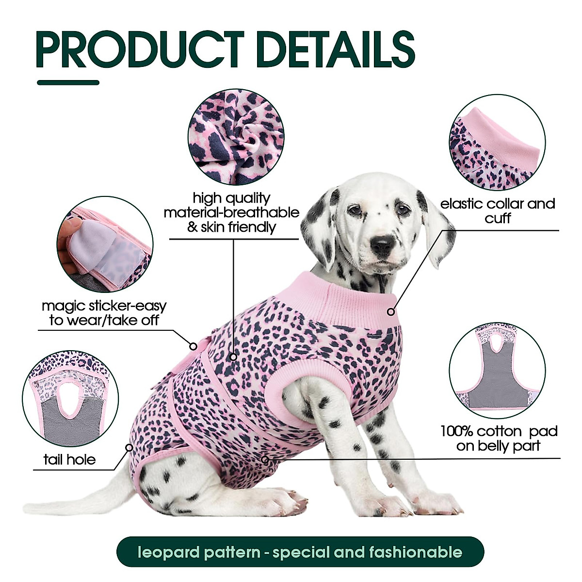 Kuoser Dog Surgery Recovery Suit, Recovery Suit for Female Male Dogs, Dog Onesie After Surgery Spay Neuter, Anti-Licking Pet Surgical Recovery Snugly Suit, Bodysuit for Abdominal Wounds Skin Disease