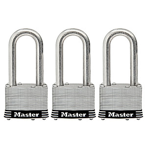 Master Lock 1SSTRILH Stainless Steel Outdoor Padlock with Key, 3 Pack Keyed-Alike, Silver