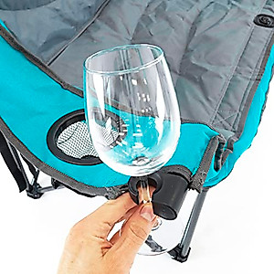 Creative Outdoor Distributor Luxury Camp Chair, Steel Frame & Polyester Fabrics, Folds Compact, Storage Bag Included (Wine Holder + 2 Person, Teal)
