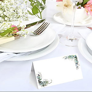 150 PCS Watercolor Pattern Place Cards, 3.5"x4" Folding Seating Name Cards for Wedding, Banquets, Dinner Parties