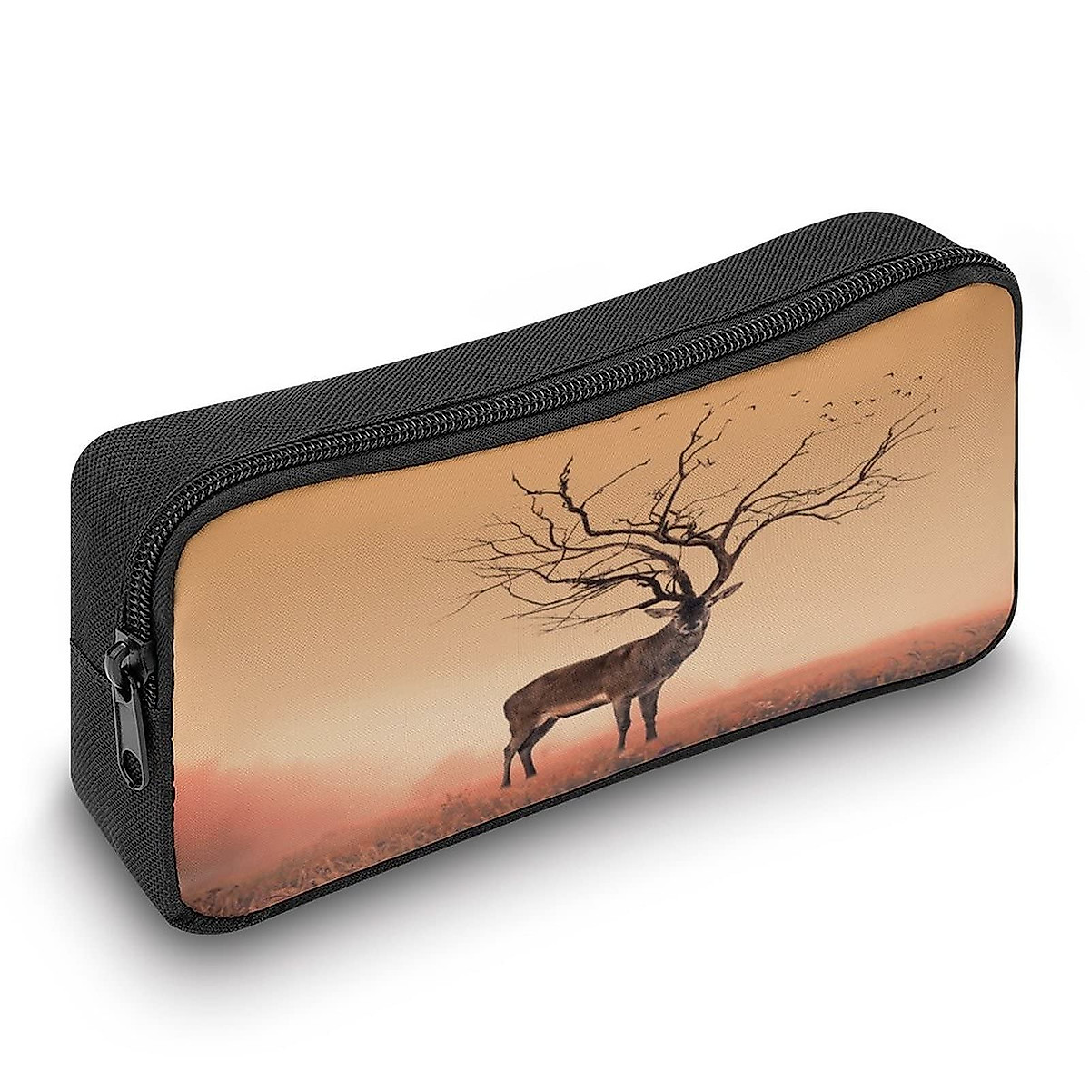 Dry Tree Like Red Deer Stag Pencil Case Pencil Pouch Coin Pouch Cosmetic Bag Office Stationery Organizer
