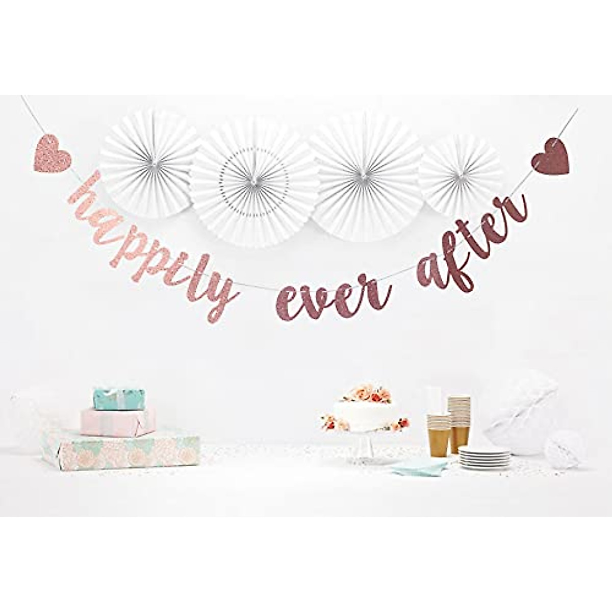 Starsgarden Happily Ever After Banner Rose Gold Glitter Wedding Bachelorette Engagement Party Bridal Shower Party Decoration Supplies