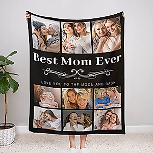 Gifts for Mom Customized Blankets with Photos, Personalized Blanket Best Mom Ever Custom Throw Blankets, Birthday Gifts for Mom, Mom Blankets from Daughter Son, Custom Blanket 40x50 Inch