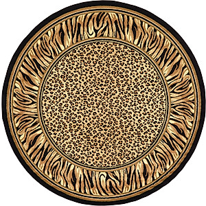 Unique Loom Wildlife Collection Animal Inspired with Cheetah Bordered Design Area Rug, 8 ft, Ivory/Black