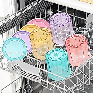 FIRJOY 16 oz. Containers | Extra Replacement Pints and Lids - Compatible with Ninja Creami NC301 NC300 NC299AMZ Series ONLY (4 Pack - Purple, Pink, Green, Yellow)