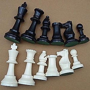 Chess Pieces, Plastic Chess Set International Chess Set Complete Chess Set Black and White (M)