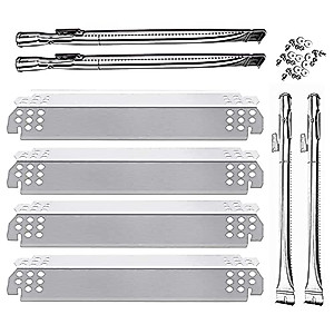 Dongftai SG20-0888Z (4-Pack) Heat Shield and Grill Burner Replacement Parts for Nexgrill 4 Burner 720-0830H, 720-0783E, 720-0830D, 720-0888N, 720-0888 Grill Burner Tube and Heat Plates Shield Tent