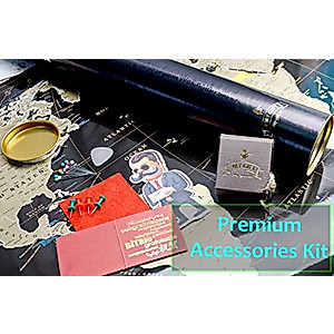 Scratch off map of the World MyMap Black Gold Large Travel map Wall Poster 35x25 Push pin map Includes Pins Tube Flags poster Map Scratch