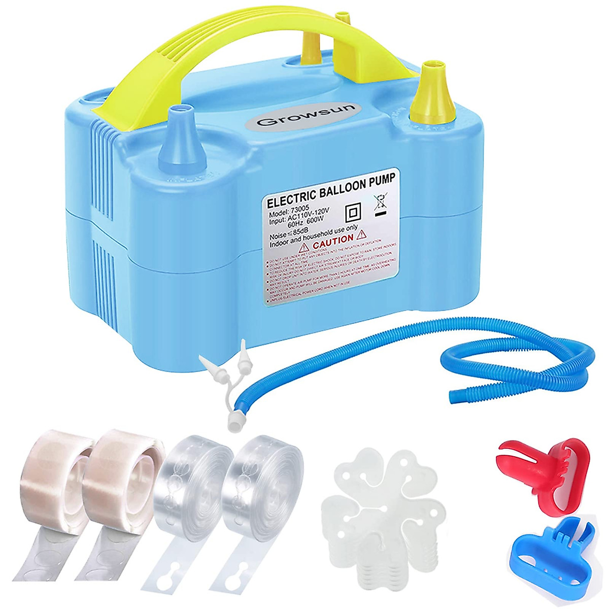 Growsun Balloons Pump Kit Electric Balloon Garland Arch Kit Air Blower Inflator for Party Decoration w/Ballons Tape Strip, Light Blue