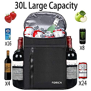 FORICH Soft Cooler Backpack Insulated Waterproof Backpack Cooler Bag Leak Proof Portable Cooler Backpacks to Work Lunch Travel Beach Camping Hiking Picnic Fishing Beer for Men Women (Z-Black)