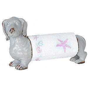 NIKKY HOME Dachshund Dog Paper Towel Holder Wiener Dog Vintage Decorative Animal Tissue Towel Display Stand for Countertop Rustic Country Kitchen Toilet Farmhouse Decor Gift, Grey Dog