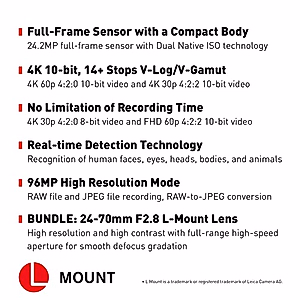Panasonic LUMIX S5 Full Frame Mirrorless Camera (DC-S5BODY) and LUMIX S Pro 24-70mm F2.8 L-Mount Interchangeable Lens (S-E2470)