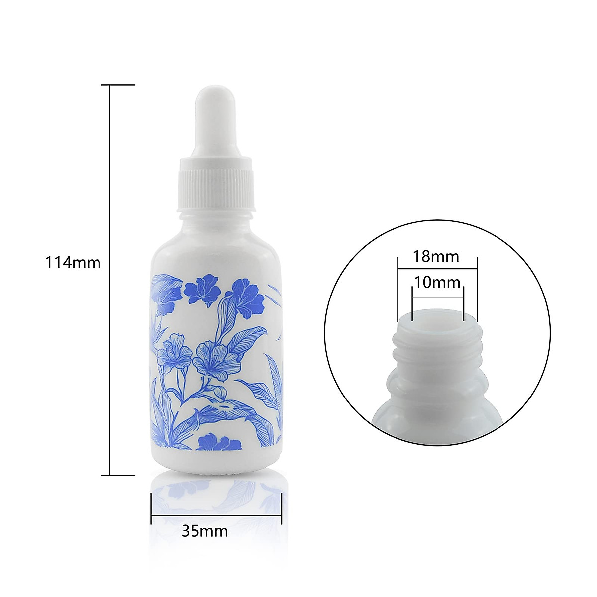 Wwolife 4 PCS 1 2/3oz (50ml) Blue and White Porcelain Ceramic Dropper Bottles Perfume Aromatherapy Cosmetic Container Essential Oils Sample Empty Dropper Bottles with Funnel Include