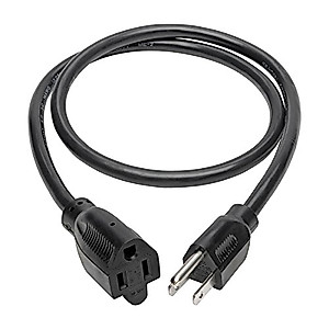 Tripp Lite P024-003 Heavy-Duty Power Extension Cord 15A, 14AWG (NEMA 5-15P to NEMA 5-15R) 3-Ft Black