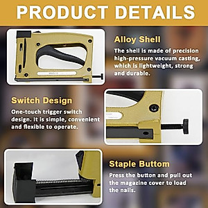 GYKLE Point Driver Framing Tool, Flexible Point Gun Tacker, Lightweight Metal Picture Framing Tool with 1000 Points for Artist Framing Paintings and Pictures