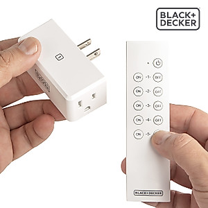 BLACK+DECKER Wireless Remote-Control Outlet, Pack of 5 Outlets, 2 Remotes - Premium Light Switches