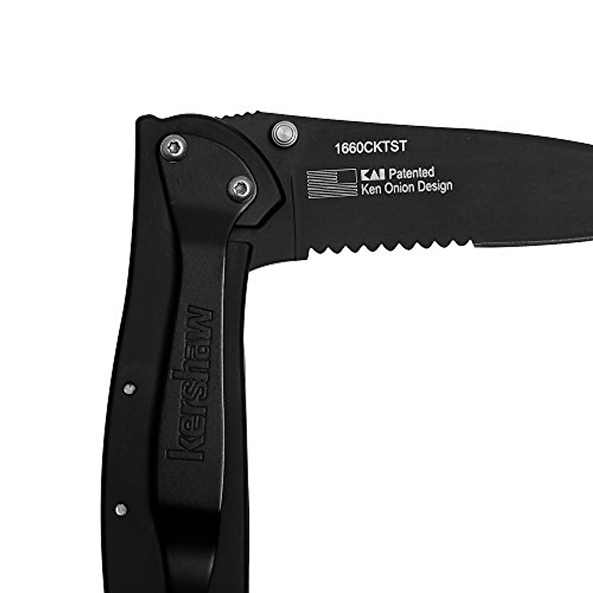 Kershaw Leek Black Serrated EDC Pocketknife, 3" Sandvik 14C28N Steel Blade, Assisted Opening Folding Knife