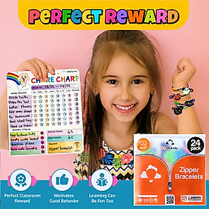 UpBrands Halloween Party Favor For Kids Zipper Bracelets Bulk Set, Kit for Birthday, Goodie Bags & Pinata Filler, Halloween Basket Stuffers, Fidget Toys, Sensory Friendship Jewelry (24 Pack)