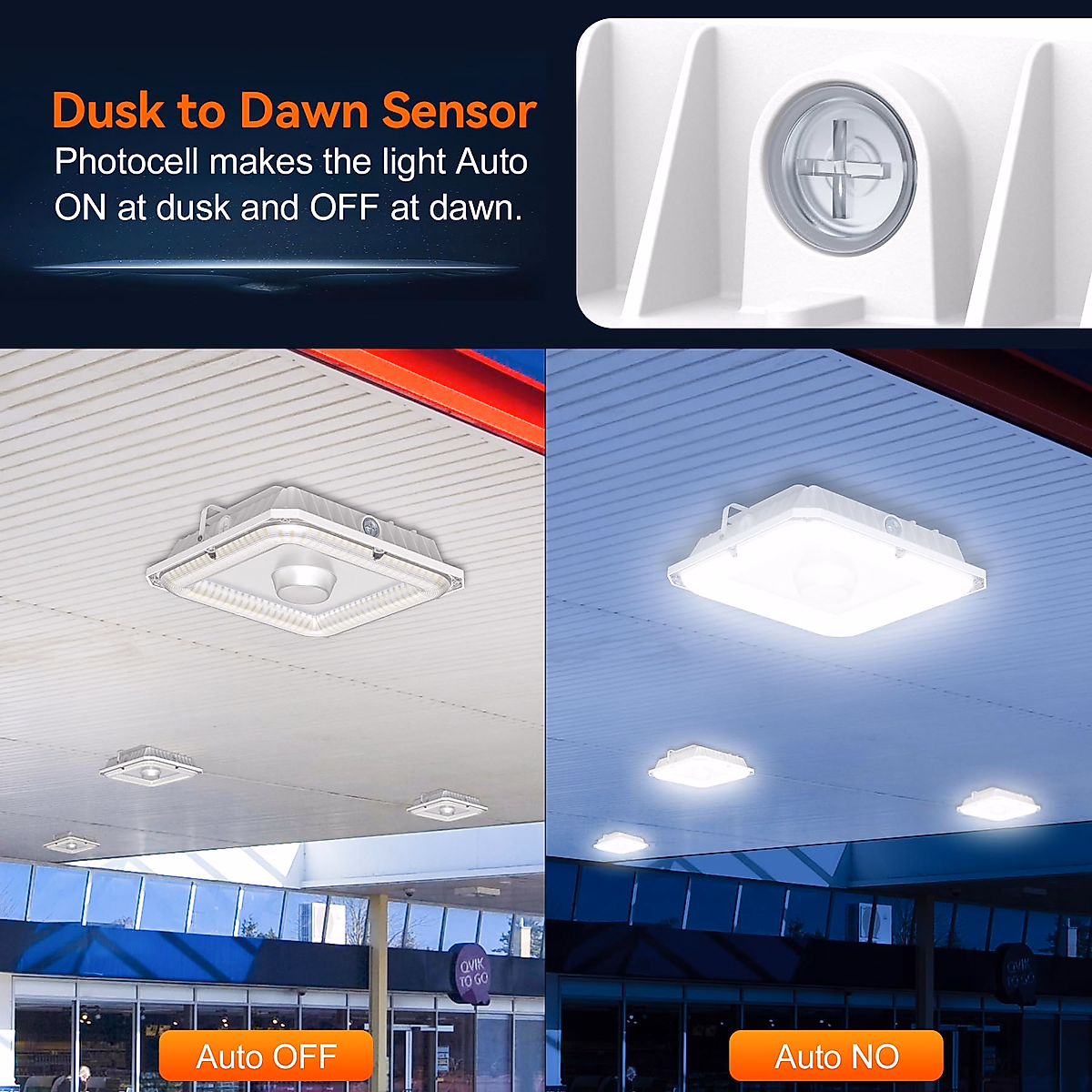 8Pack 60W LED Canopy Light with Photocell, 36W 48W 60W Adjustable, AC100-277V 8100LM 5000K/ 4000K/3000K Outdoor Carport Light Ceiling Light, IP65 Waterproof Commercial Canopy LED Lights, UL Listed