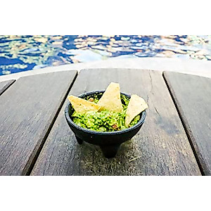 6 Pack Salsa Black Molcajete, Mexico Serving Dish, Chips, Sauce Cup, Side Dish, Snack, Dip, Nuts Candy for Taco Fiesta, Perfect for Parties, Events, or Any Use! (Black, 6 Pack)