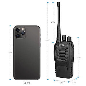 pxton walkie talkies for Adults Long Range with USB Charger and Upgraded Earpieces,Handheld Portable Two Way Radio walkie Talkie Rechargeable Include Li-ion Battery and Flashlight（4 Pack） Black
