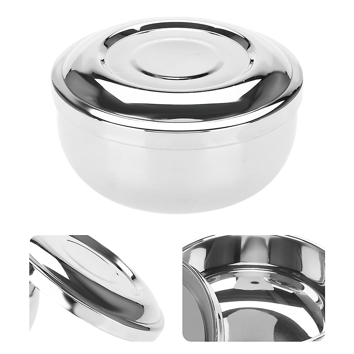 Shaving Soap Bowl, Universal Men Stainless Steel Beard Shaving Soap Bowl Shaving Mug Container With a Mirror