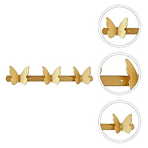 Bathroom Towel Hooks Gold Butterfly Coat Hooks Coat Rack Wall Mount with 3 Hooks Butterfly Design Aluminum Alloy Key Holder Bags Robe Hat Hangers for Home Decor Towel Hook