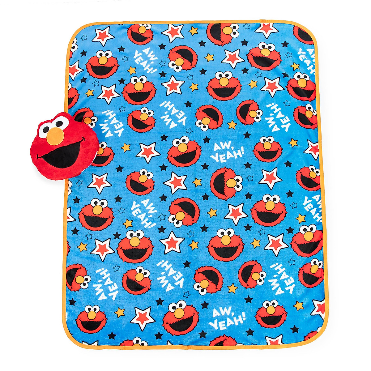 Jay Franco Sesame Street Elmo Plush Pillow and 40" Inch x 50" Inch Throw Blanket - Kids Super Soft 2 Piece Nogginz Set (Official Sesame Street Product)