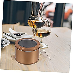 FUNOMOCYA 4 Pcs Boxes Tin Box with Window Mini Paper Cups Mini Cake Boxes Cake Containers Candle Containers with Lids Round Baking Cake Tins Tea Storage Can Dessert Container with Window