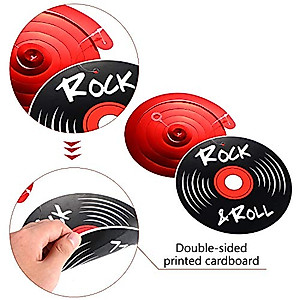 Blulu 30Ct Rock and Roll Theme Party Foil Swirl Decorations Rock Star Music Party Hanging Swirls Party Ceiling Decorations for 50's 60's Theme Party Decorations Event Supplies