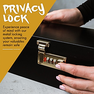 HASHBOX Storage Box - Large Bamboo Box with Rolling Tray and Combination Lock - Wooden Box for Herbs and Accessories