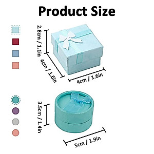 TACYKIBD 24Pcs Gift Box Set, Cardboard Ring Box with Foam and Bow Small Jewelry Box for Christmas, Birthday, Anniversaries, Valentine’s Day, Mother’s Day and Other Festivals (Assorted Color)