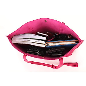 Nodykka Women Tote Bags Top Handle Satchel Handbags PU Pebbled Leather Tassel Shoulder Purse