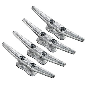 Rolasm Boat Cleats 4in,6in,8in,Rope Cleat Galvanized Cast Iron Dock Cleat for Marine or Decorative Applications 4PACK (4 INCH-4PCS)