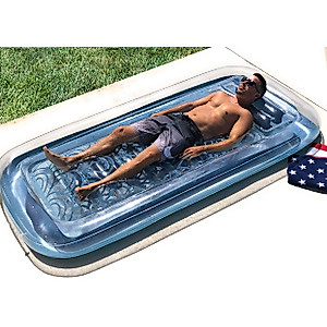Inflatable Adult Tanning Pool I Suntan Tub – Outdoor Lounge Kiddie Blow Up Blowup One Person Personal and Float for Relaxation Sunbathing l Reybed (Blue)