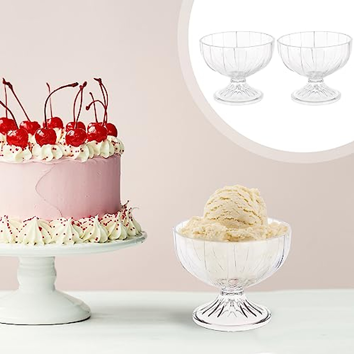 Beavorty 2pcs ice cream cup dessert cup container with lid footed trifle cups yogurt bowl Festival Cocktail Cup glass containers kids glasses Drinking Goblet child porridge cup plastic mini