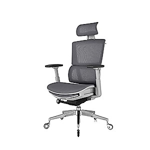 Nouhaus Rewind Ergonomic Office Chair with Footrest and Lumbar Support. Swivel Computer Chair, Rolling Home Office Desk Chairs with Wheels, Mesh High Back Task Chair, Comfortable Office Chair (Grey)