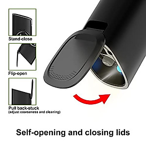 Gravity Electric Salt and Pepper Grinder Set, 𝐔𝐩𝐠𝐫𝐚𝐝𝐞𝐝 Large Capacity, USB Rechargeable Automatic One Hand Operated, Adjustable Coarseness, Auto Dust Lid, LED Light, Stain Steel Grey, 2 Mills