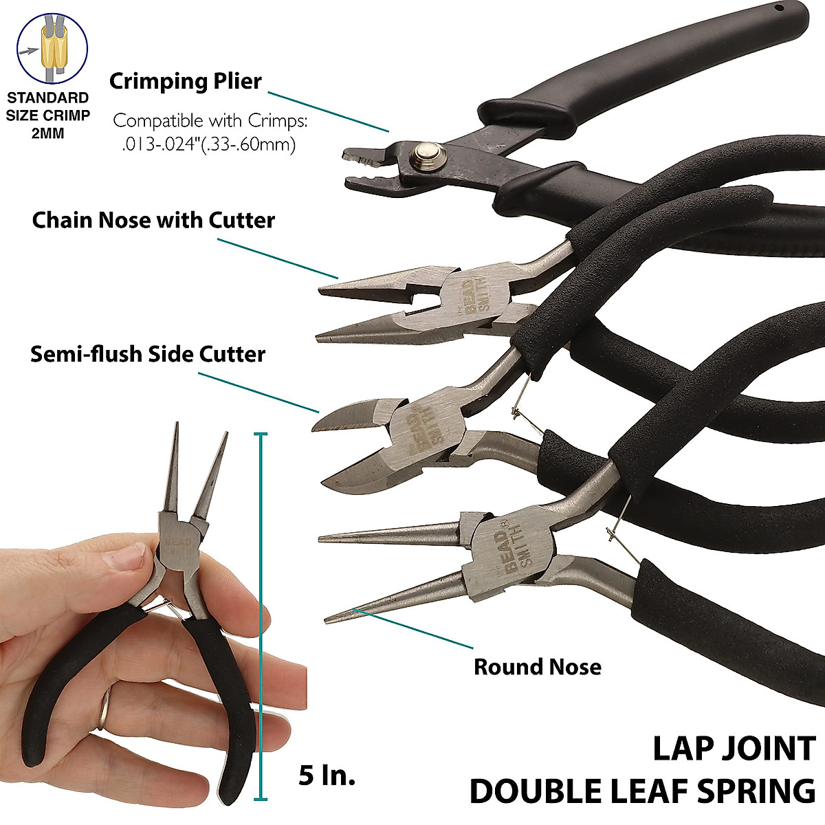 The Beadsmith Bead Folio Kit – Basic Elements – 28” U Channel Bead Board with Lid, Zippered Storage Case & 4-Piece Plier Set– Keep Your Designs, Beads & Tools Secure – Jewelry Making Supplies