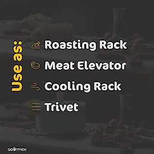 GOURMEX Black, Oval Oven Roasting Rack with Integrated Feet | Ideal for Cooking, Baking, Roasting, Cooling and Grilling | Non-Stick Coating, PTFE Free | Oven and Dishwasher Safe Rack (6 x 9")