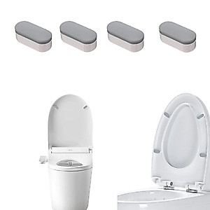 JAKOUE 12-Piece Universal Toilet Seat Bumpers Kit (12-long)- Strong Adhesive Rubber Pads for Replacement and Protection of Toilet Seats in Homes, Hotels, Hospitals, and Schools