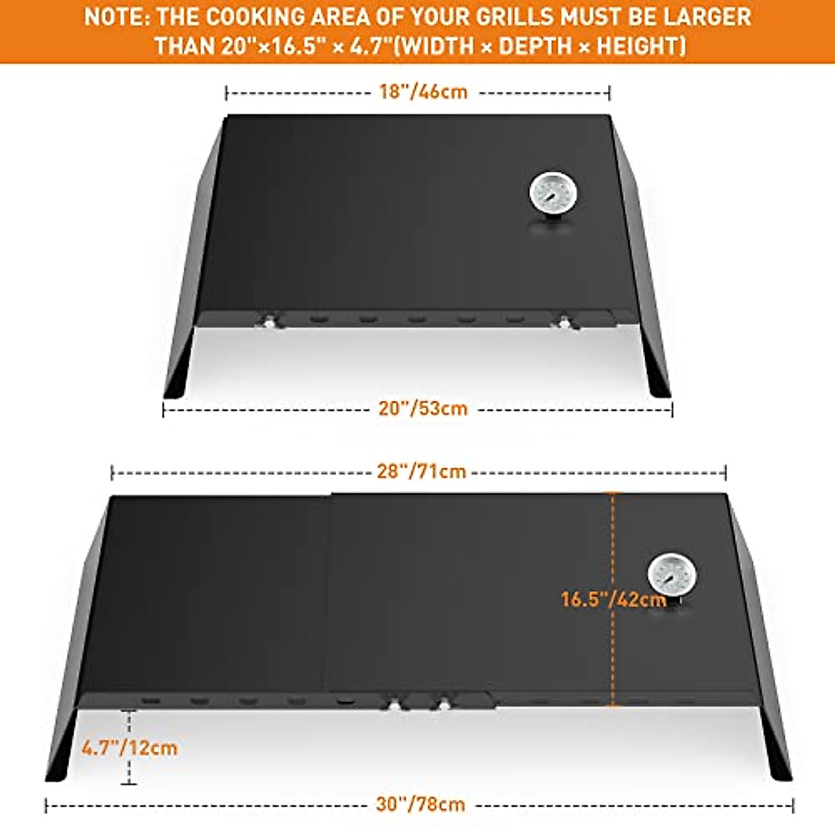 Skyflame Universal Stainless Steel Pizza Oven Kit with 20-30 inch Adjustable Width, Grill Top Pizza Oven Box for Most Gas Grills/Pellet Grill Conversion Kit