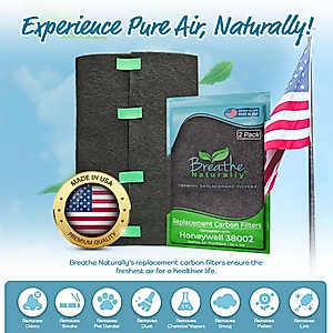Breathe Naturally Replacement Filters Compatible with Honeywell Air Purifier 38002, HRF-APP1 & More - Activated Charcoal Prefilter - Made in USA - 16" x 48" x 0.2" (Pack of 2 Carbon Prefilters)