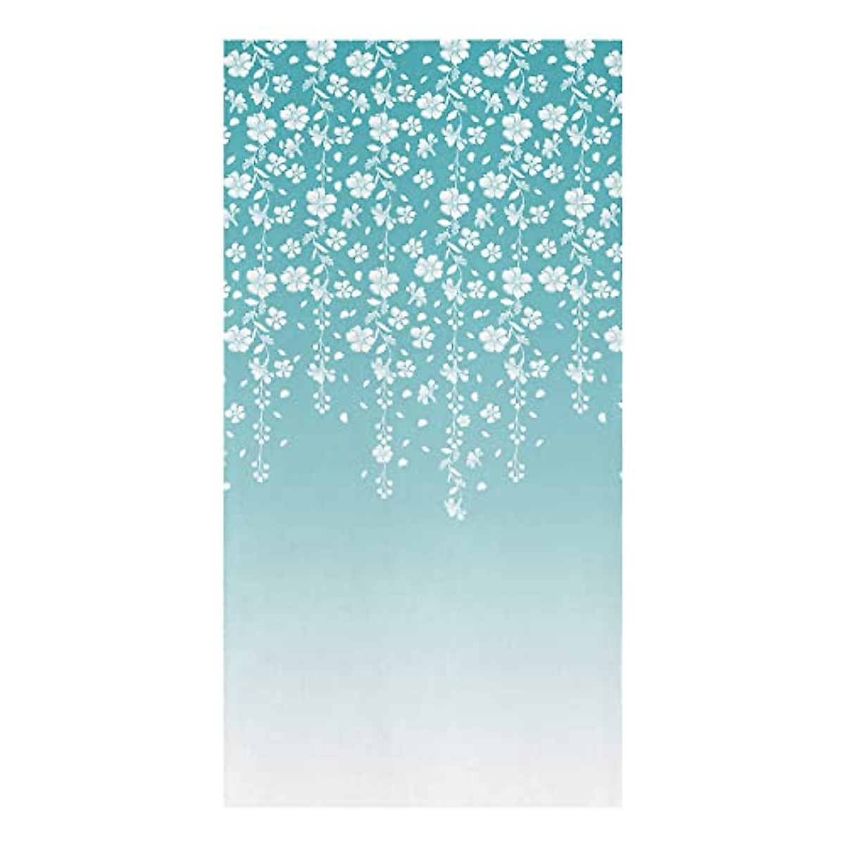 Yun Nist Kitchen Dish Towels,White Flower Vine Blossom Cherry Soft Microfiber Dish Cloths Reusable Hand Towels,Falling Floral Teal Gradient Back Washable Tea Towel for Dishes Counters 1 Pack