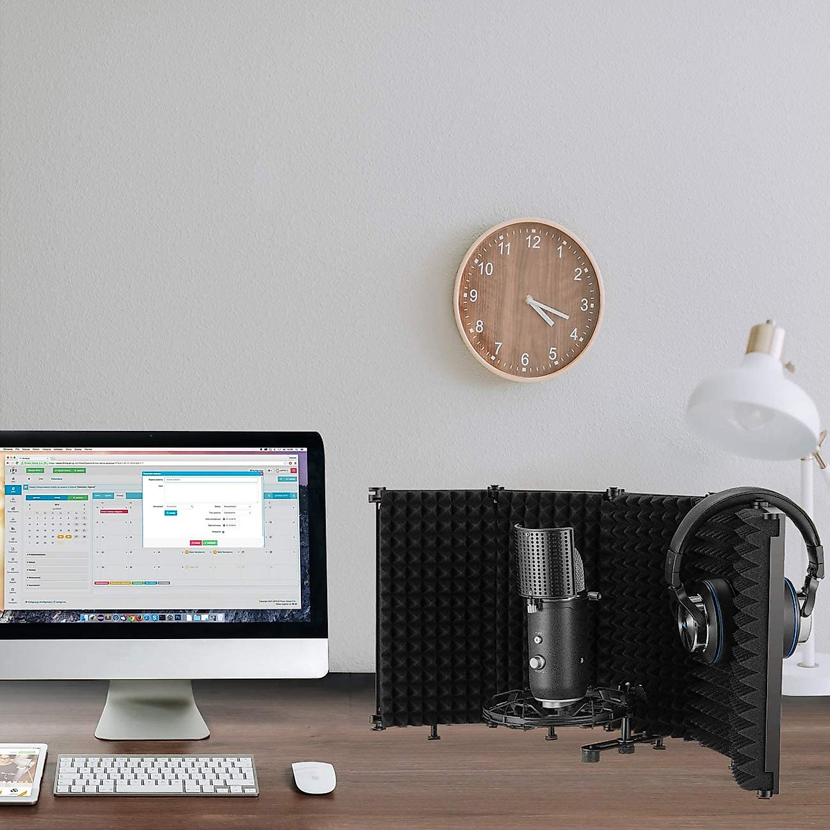 Bomaite Broadcast Studio Adjustable Angle Foldable Noise Reduction Sound Absorbing Microphone Wind Screen Shield