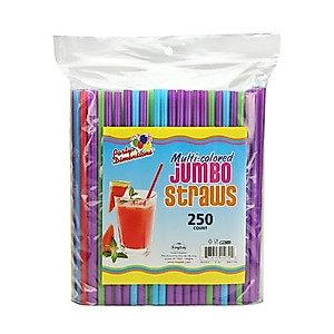 Colorful Multi-Colored Jumbo Straws - (Pack of 250) - Vibrant Design - Perfect for Parties & Events
